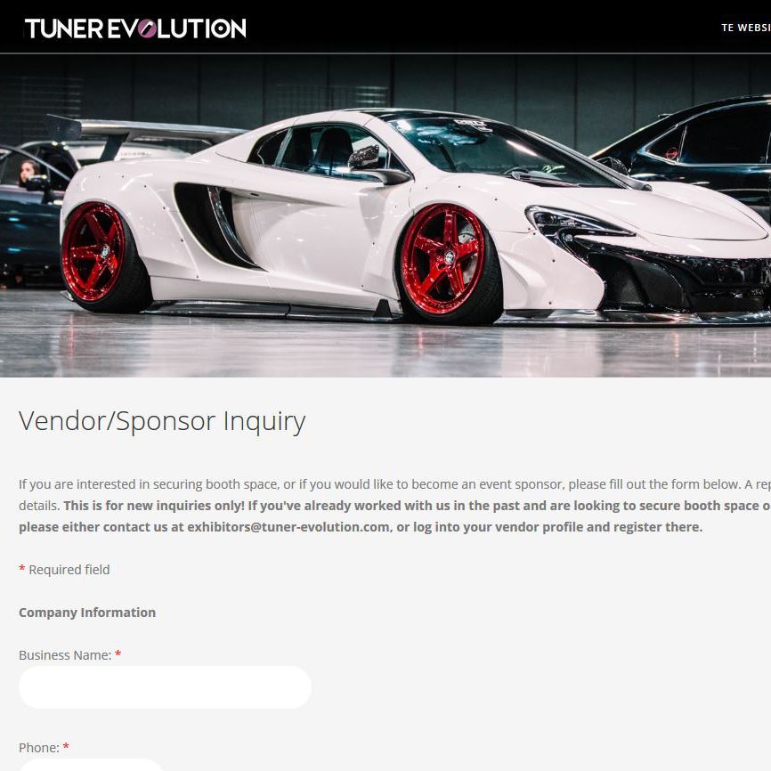 Tuner Evolution - Vendor/Sponsor Inquiry